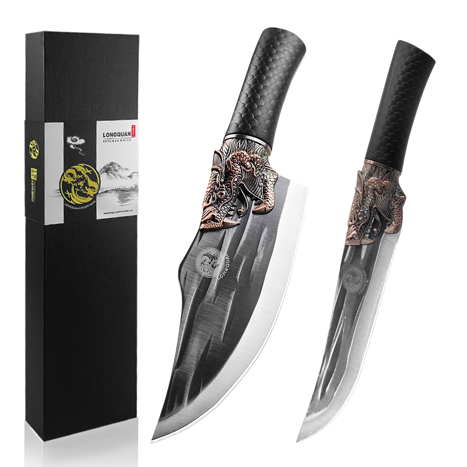 LONGQUAN 2 pcs Butcher Knife & Boning Knife, viking knife set for Meat ...
