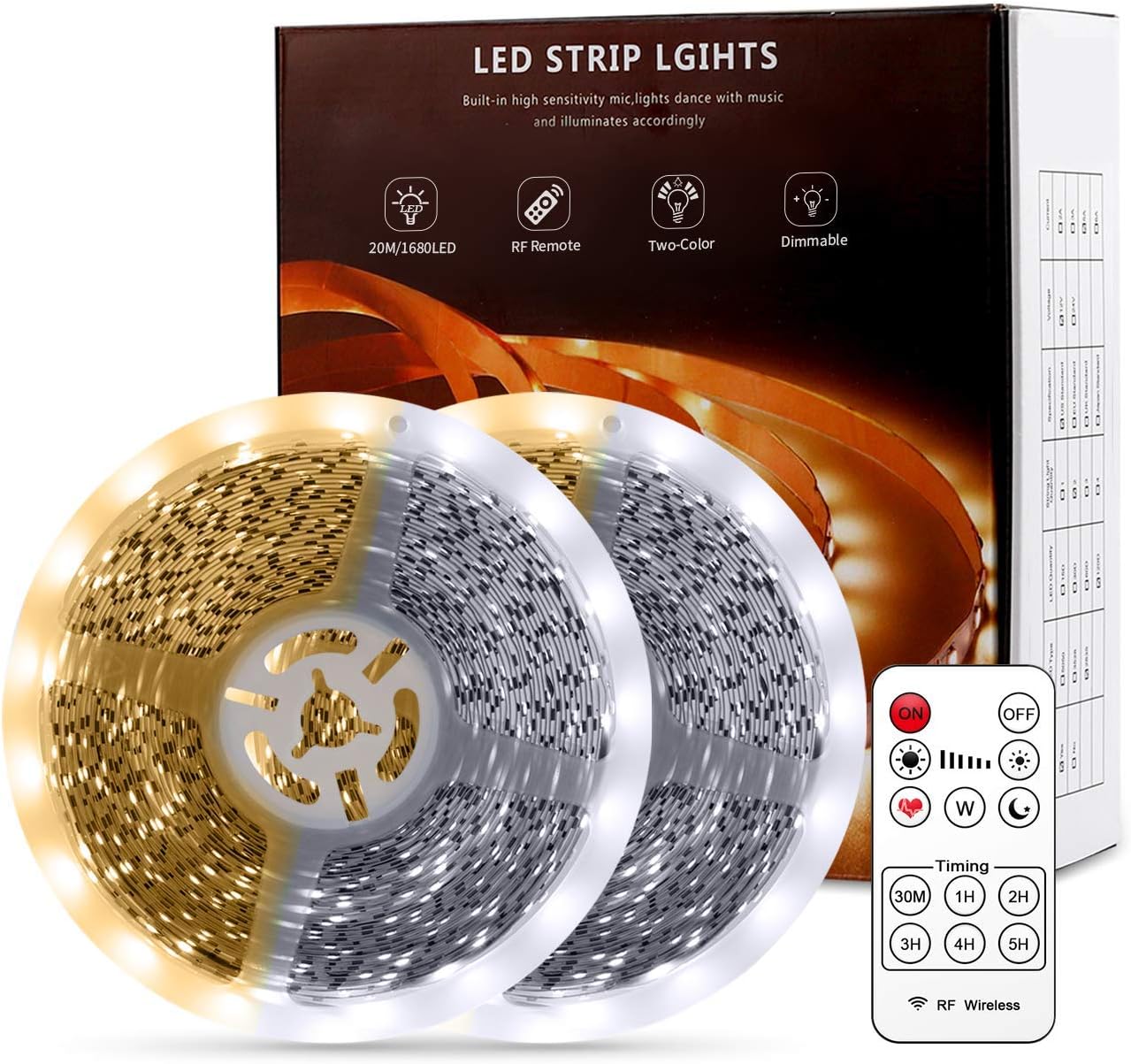Kintty 10m Ruban LED,Dimmable Blanc Chaud Blanc Froid Bande Lumineuse 2 ...