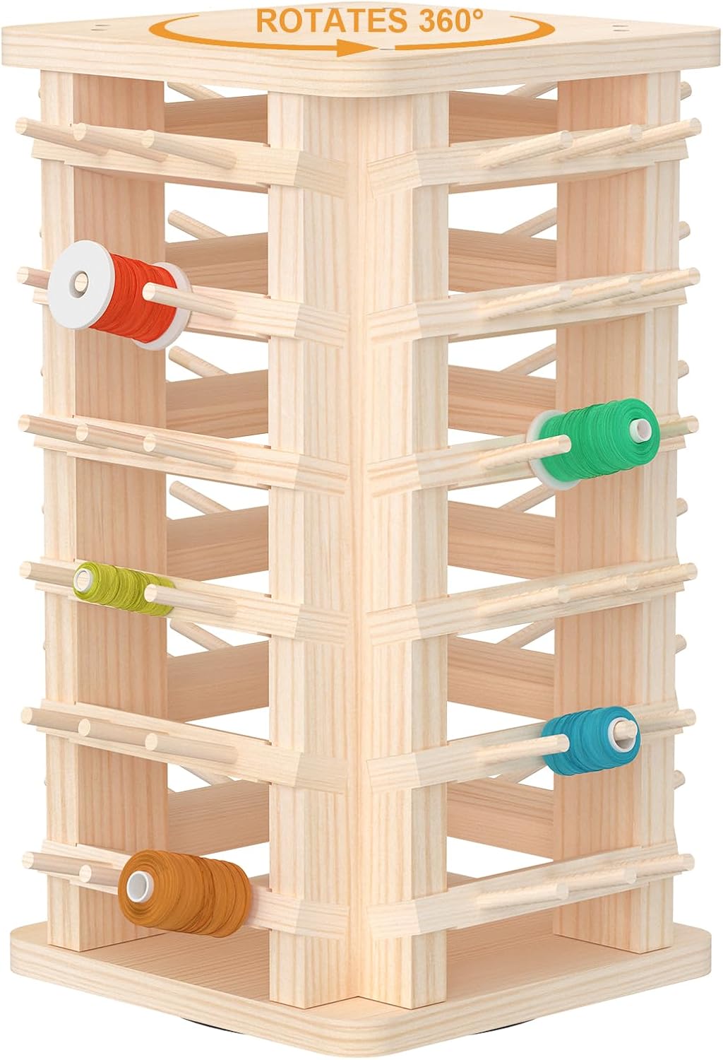 Thread Holder Wooden 72 Spools 360° Rotating Thread Rack Embroidery ...