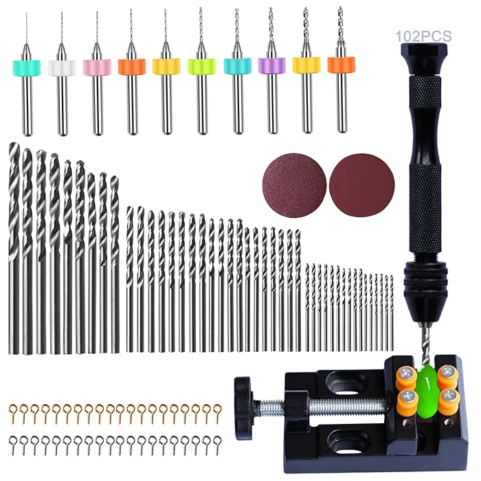 Buy 62Pcs Pin Vise Hand Drill Bits Set with 40Pcs Eye Pins, KMOTASUO ...