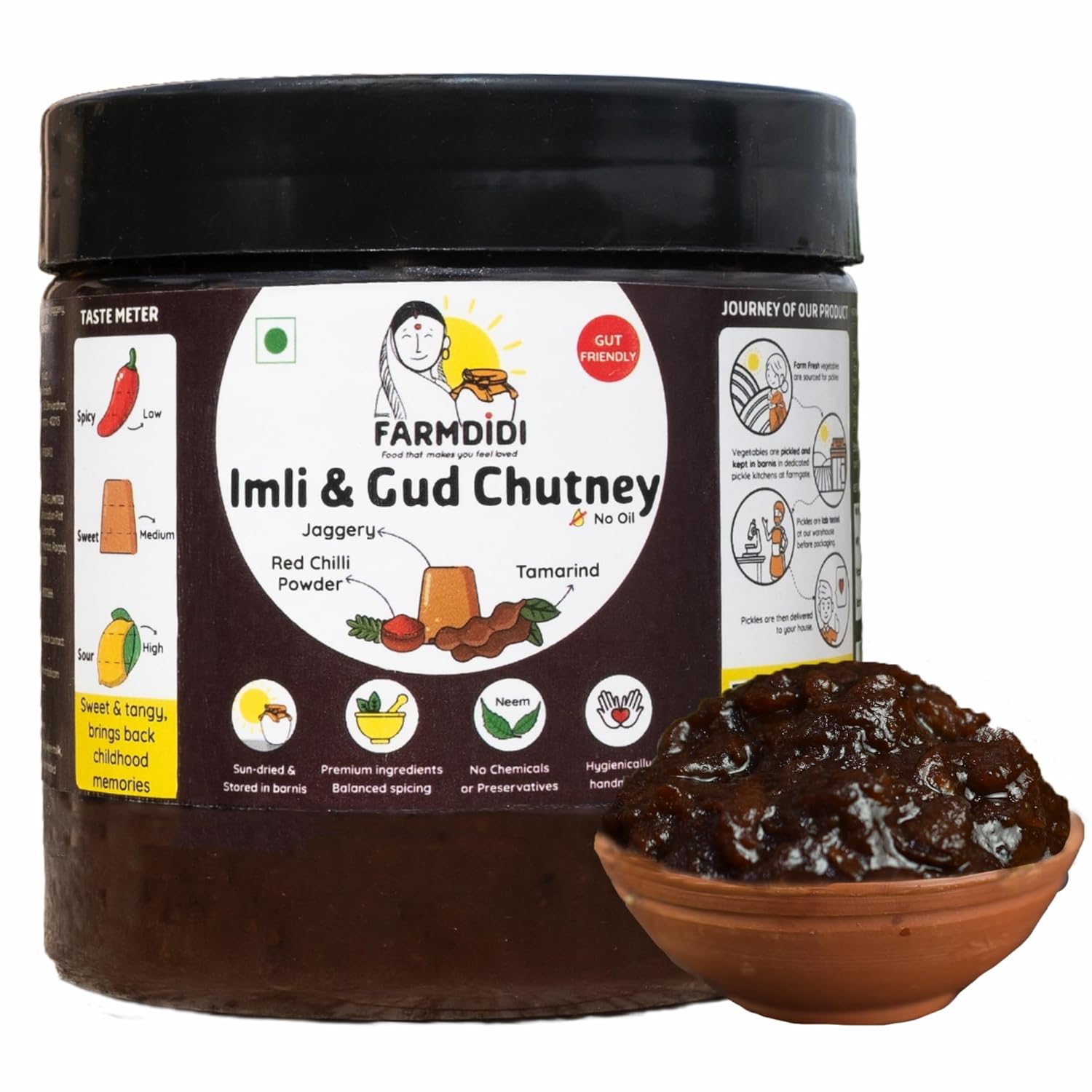 Farm Didi Imli Chutney with Gud Sweet and Tangy Oil Free No Added Sugar ...