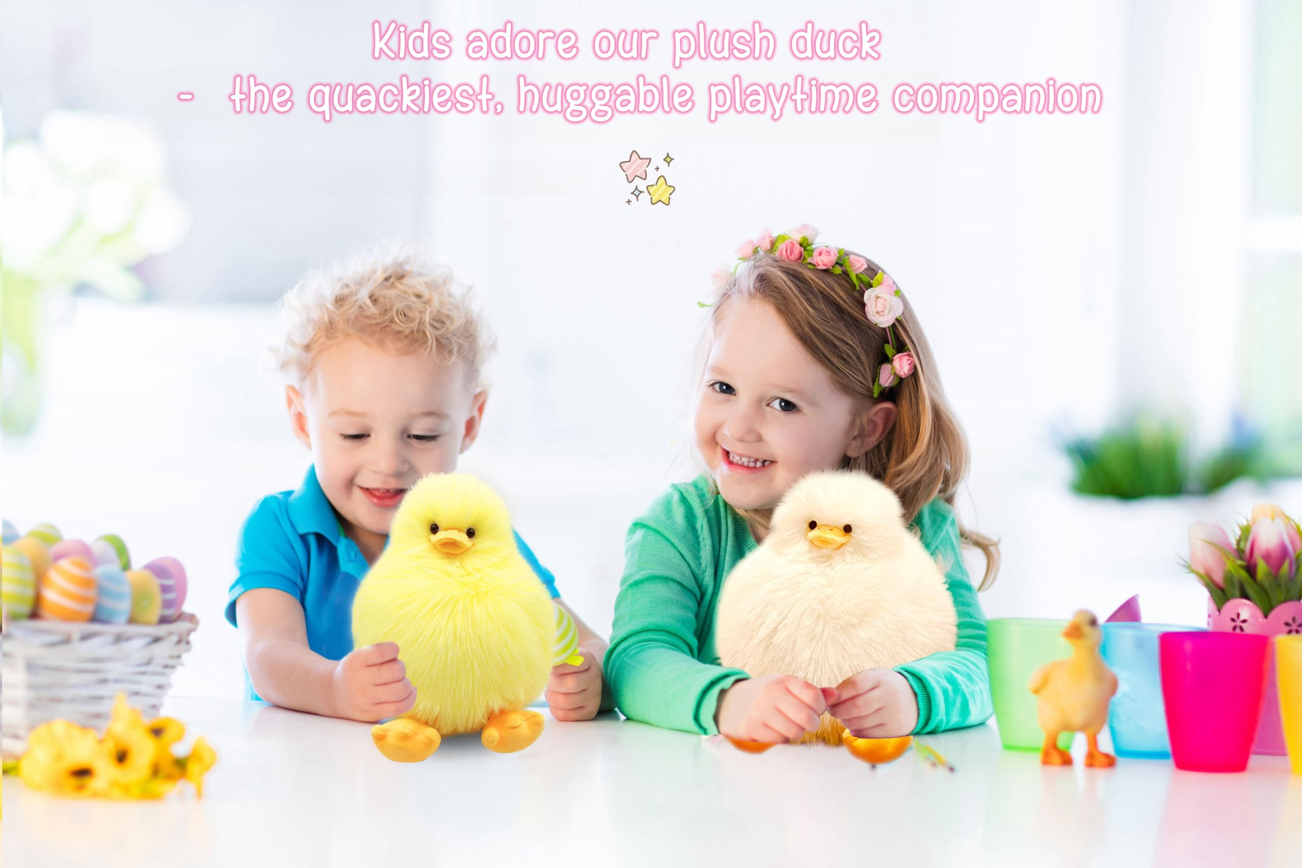 Snapklik.com : Fesmaro Yellow Fluffy Duck Plush - 14 Inches Of Cuddly Joy