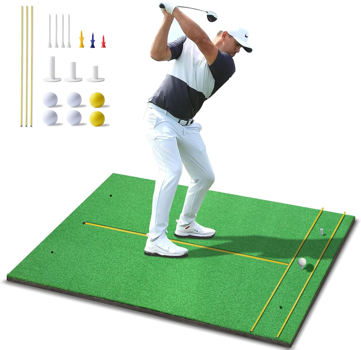 Amazon.com : Golf Hitting Mat,5x4ft Thickening Golf Training Mat with 3 ...
