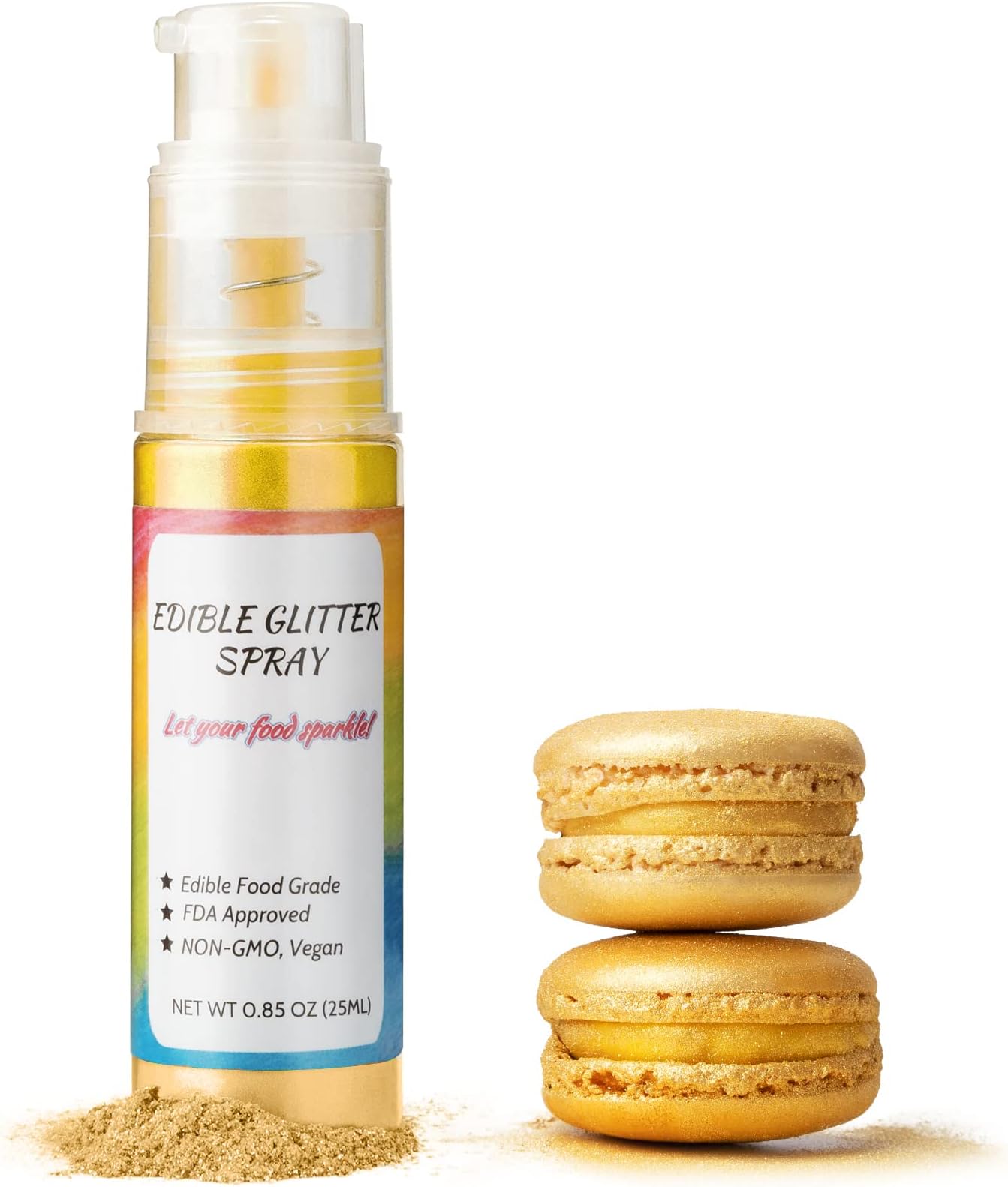 Amazon.com: Edible Gold Glitter Spray Cake Decorating Gold Luster Dust ...