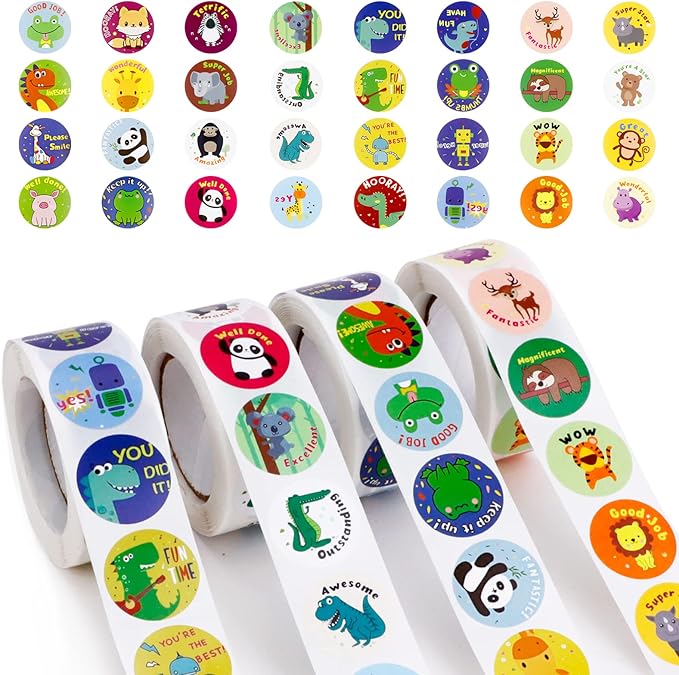 2000 Pcs Cartoon Motivational Stickers, 4 Rolls Kids Reward Stickers ...