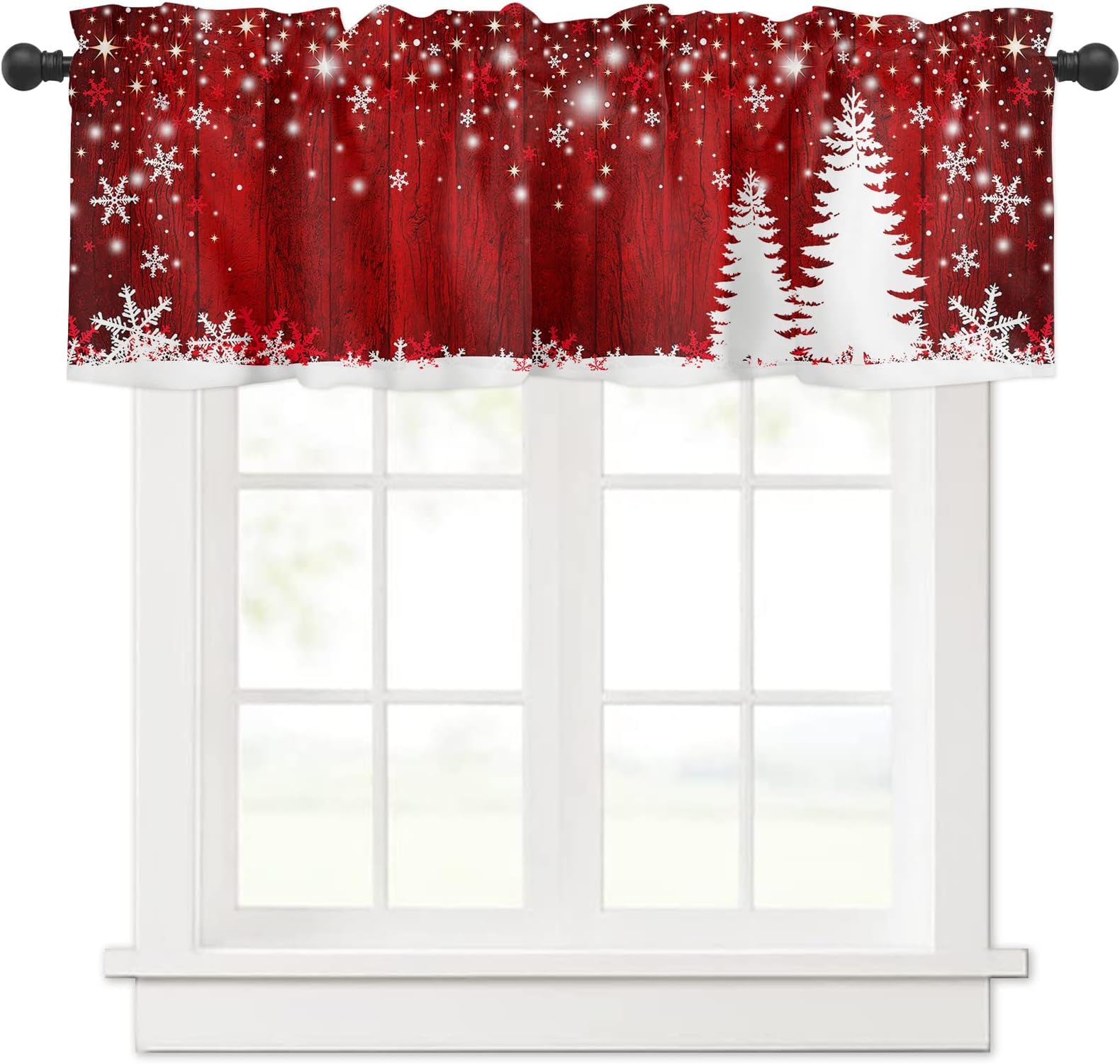 Amazon.com: Zodensot Christmas Kitchen Valances Half Window Curtain ...