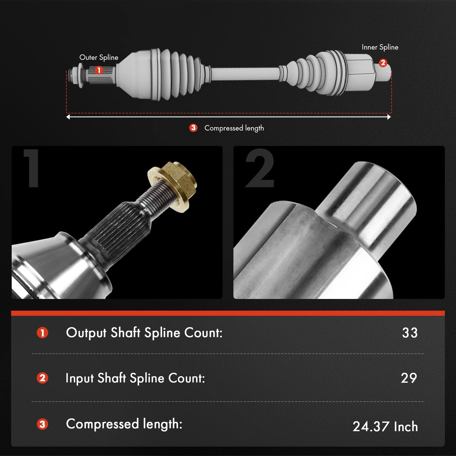 A-Premium Pair (2) Front CV Axle Shaft Assembly Compatible with Ram ...