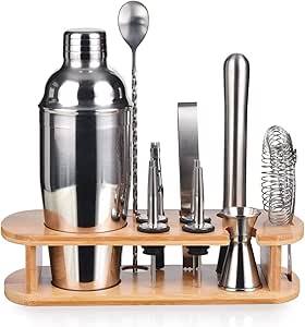 Amazon.com: Esmula Bartender Kit with Stylish Bamboo Stand, 12 Piece Cocktail Shaker Set for ...