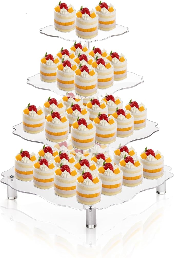 Amazon.com: Goaste 4 Tier Acrylic Cupcake Stand, Square Cupcake Display ...