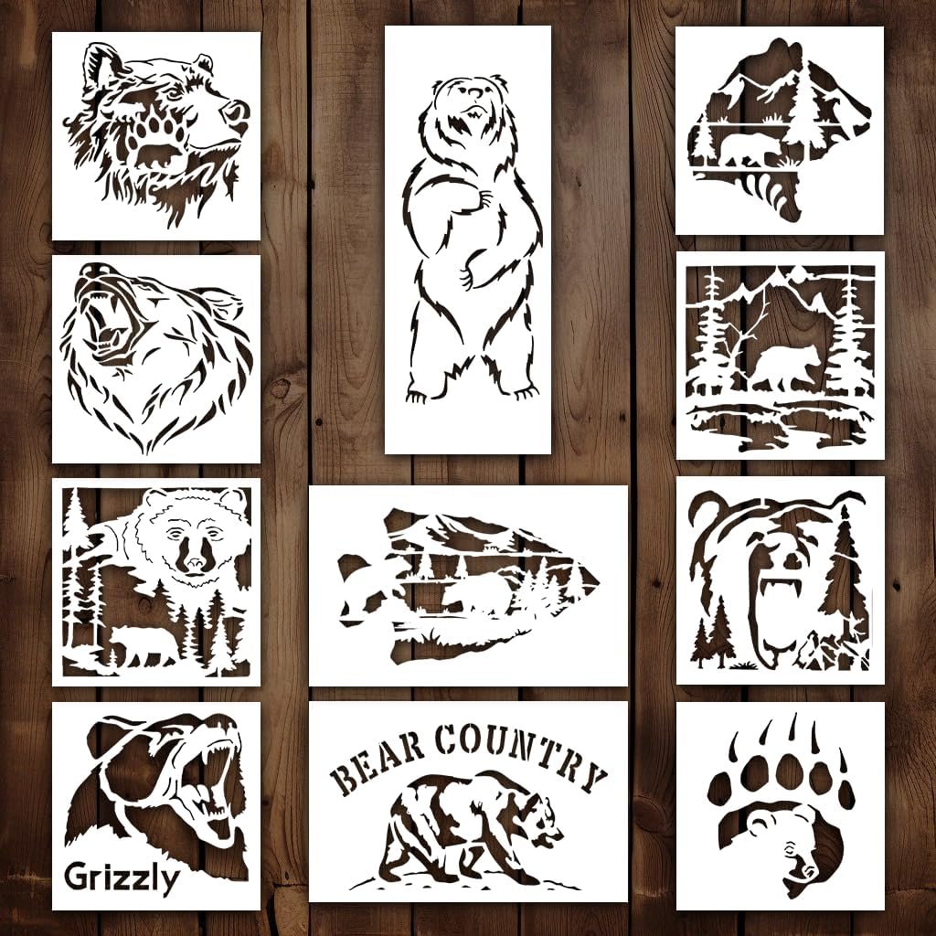 Amazon.com : Bear Stencil, Bear Claw Stencil, Wildlife Stencils, Bear ...