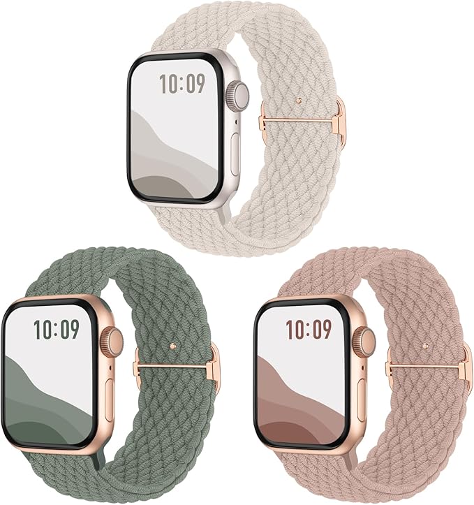 Joehwerr 3Pack Anti-Slip Braided Band Compatible for Apple Watch Straps ...