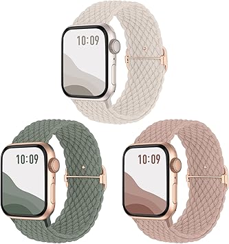 Joehwerr 3Pack Anti-Slip Braided Band Compatible for Apple Watch Straps ...