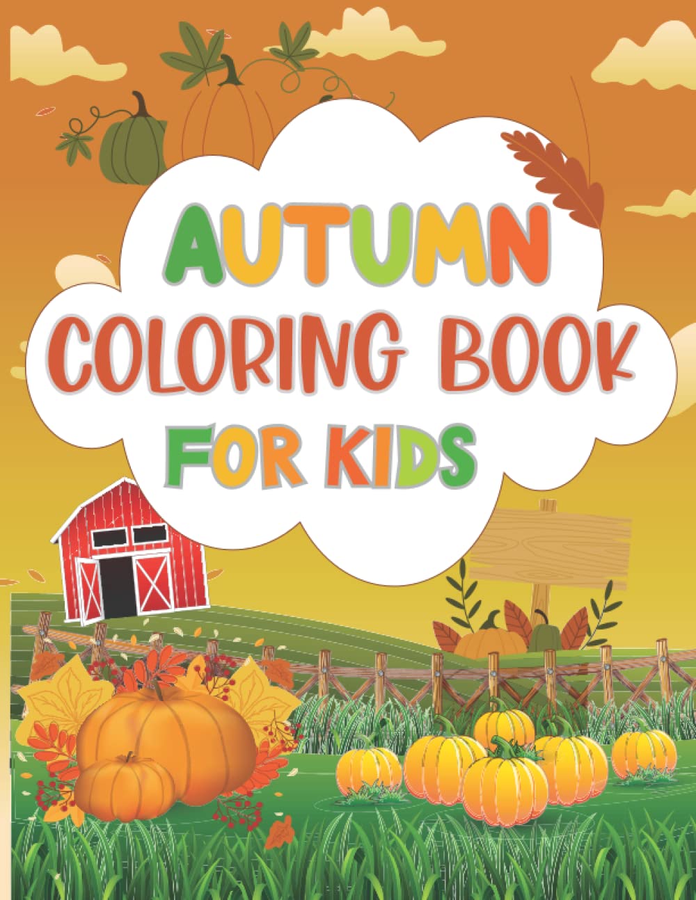 Autumn Coloring Book For Kids: Relaxing and Simple Large Print Coloring ...