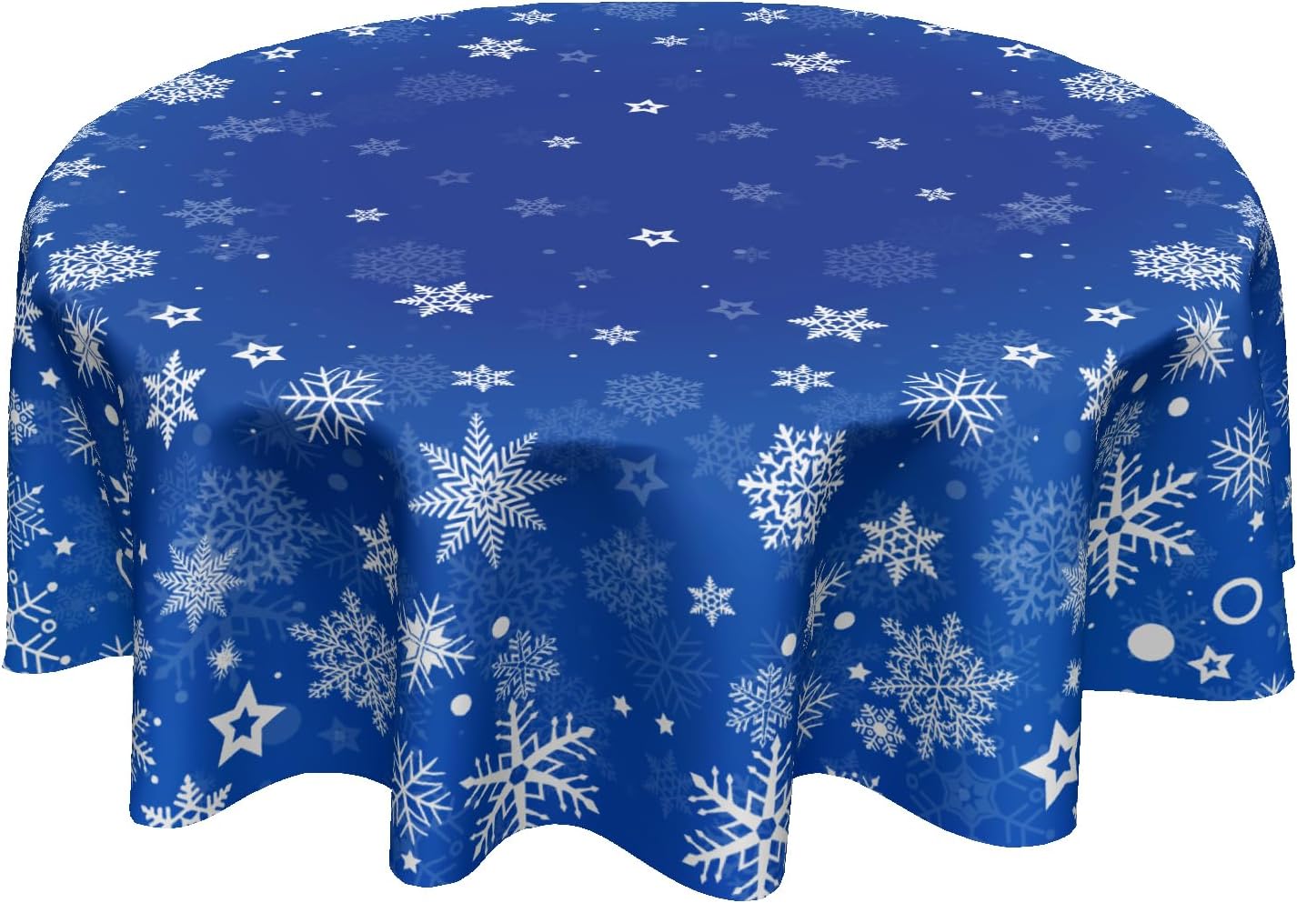 Amazon.com: Winter Blue Snowflake Tablecloth Blue and White Round ...