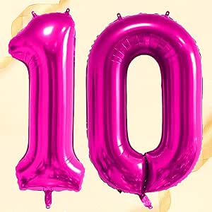Amazon.com: FUNTOOB Number Balloons Hot Pink Number 10 Balloons ...