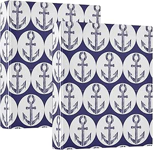 Amazon.com : Blue Navy Anchor Round Ring Binders 1.5 Inch 3 Ring Binder ...