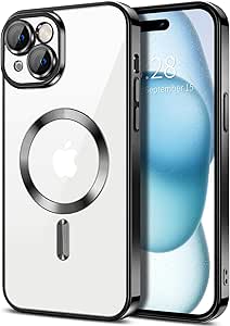 Amazon.com: Hython Magnetic Clear Case for iPhone 15 Plus Case with Camera Lens Protector ...
