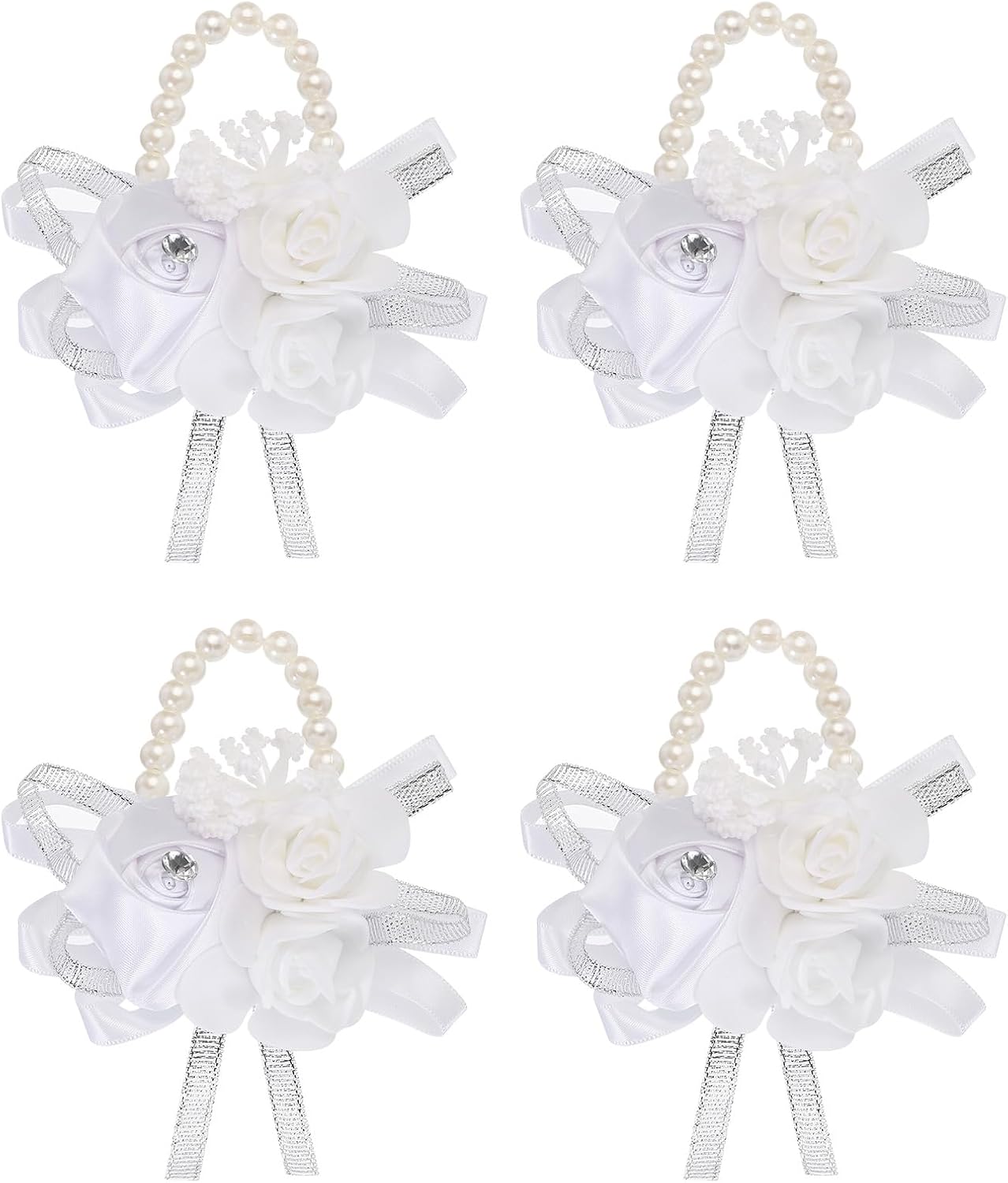 Amazon.com: MECCANIXITY Wrist Corsage Artificial Flower Bracelets Pack ...