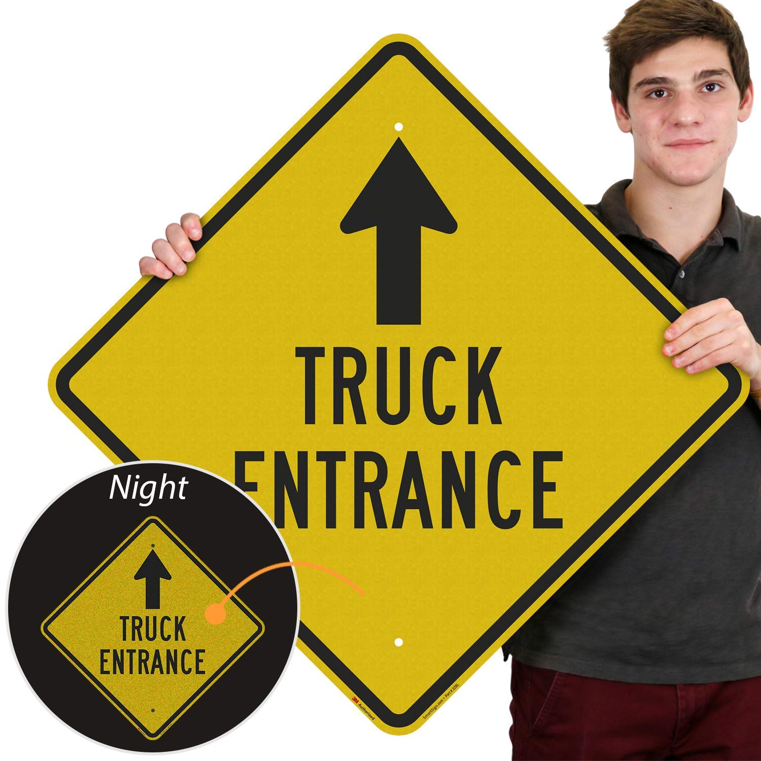 SmartSign"Truck Entrance" Sign with Upward Arrow | 24" x 24" 3M ...