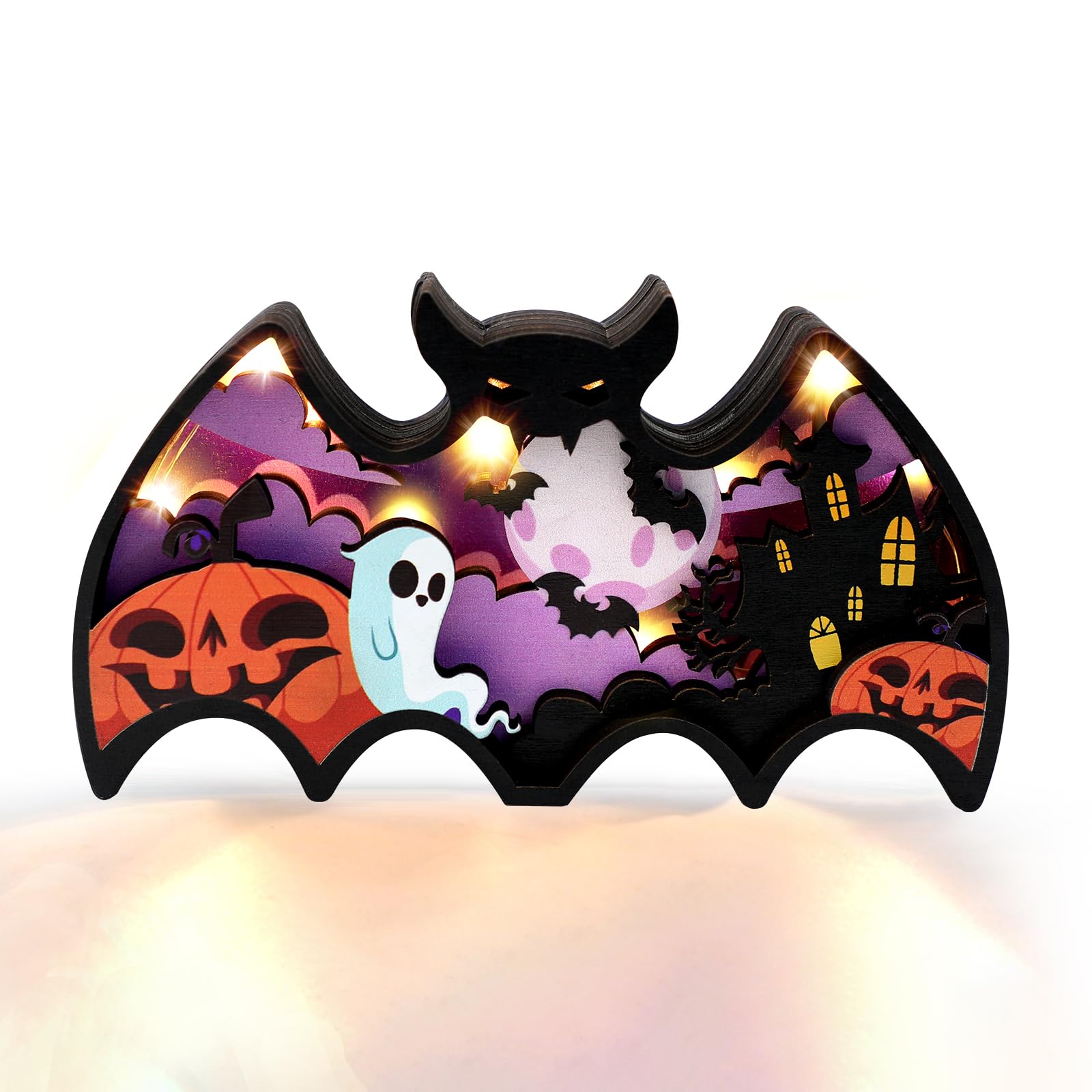 Amazon.com: FOIMAS Halloween Wooden Table Sign,Light Up Bat Table ...