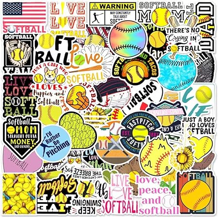 Amazon.com: Softball Stickers | 50 Pcs Softball Gifts for Girls Kids ...