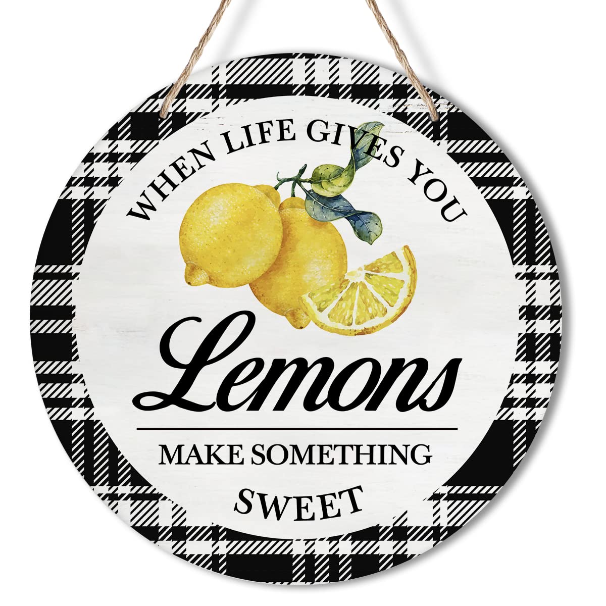 Yuzi-n When Life Gives You Lemons Wreath Sign for Front Door, 10 ...