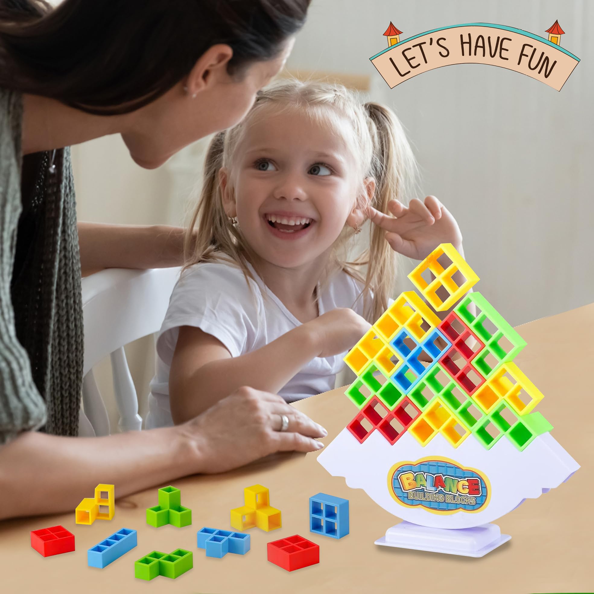 FASTEXX 64 Pcs Tetra Tower Balance Game, Tower Balance Game, Tetra ...