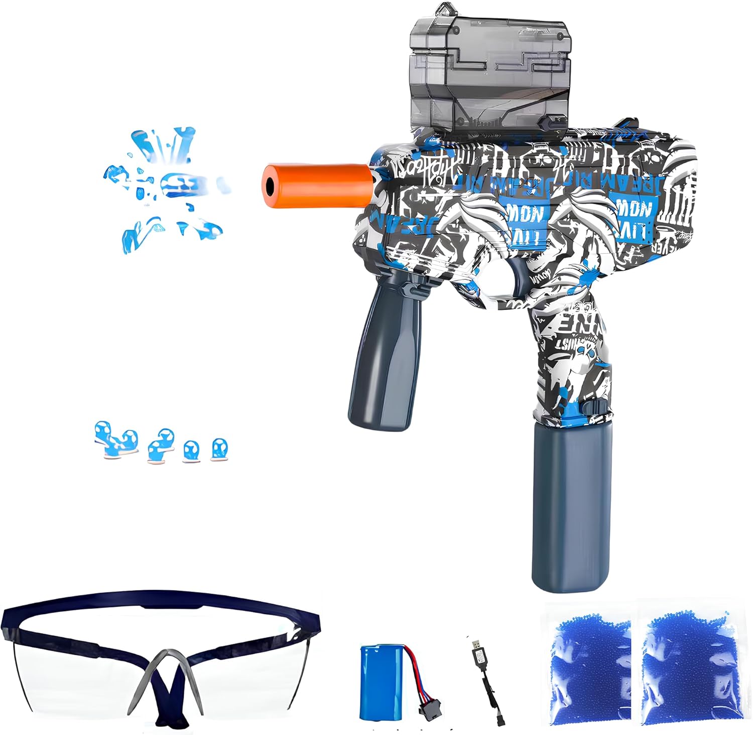 FunBlasters – Gel Blaster Gun Uzi MP9 – Pistolet à Bille Eau Electrique ...