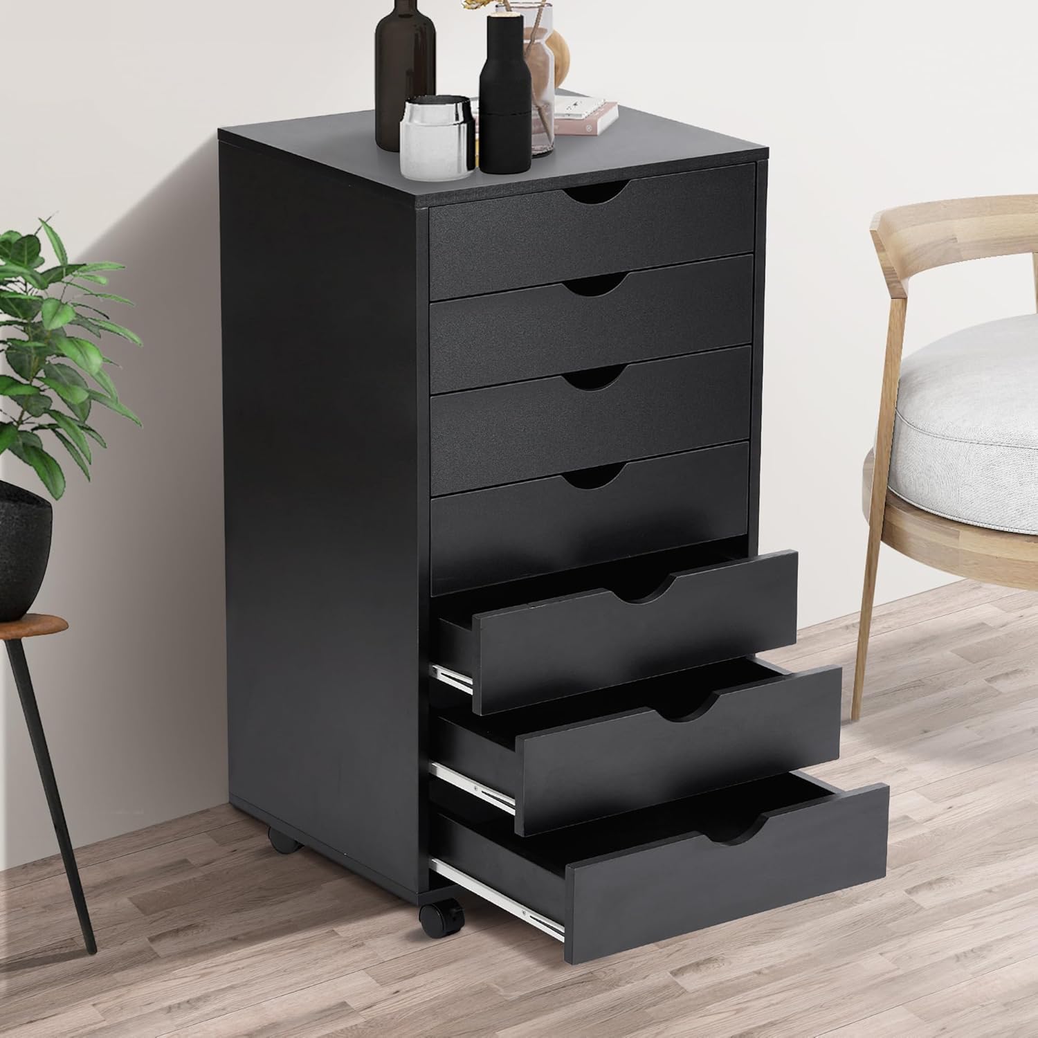 Mobile File Cabinet Wood Office Vertical Storage Organizer, Under Desk ...