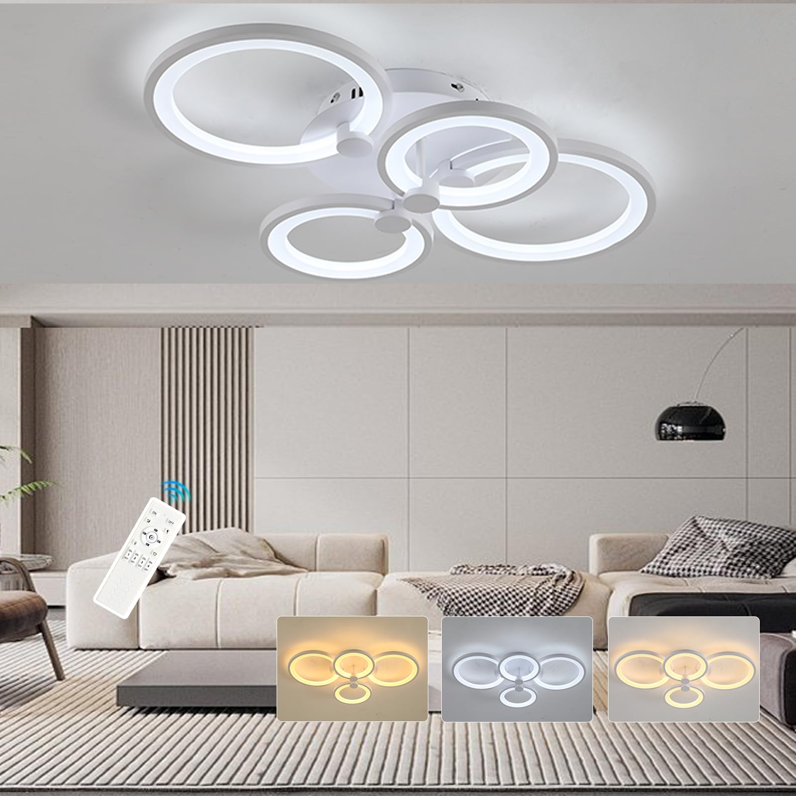 ZAITINZ Modern Ceiling Light,50W Flush Mount Ceiling Lights,Dimmable ...