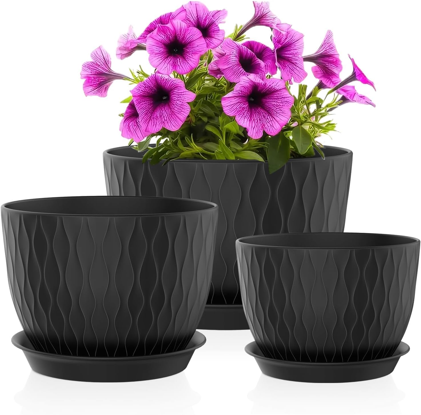 Amazon.com : QRRICA Plant Pots 12/10/9 Inch Pots, Set of 3 Plastic ...