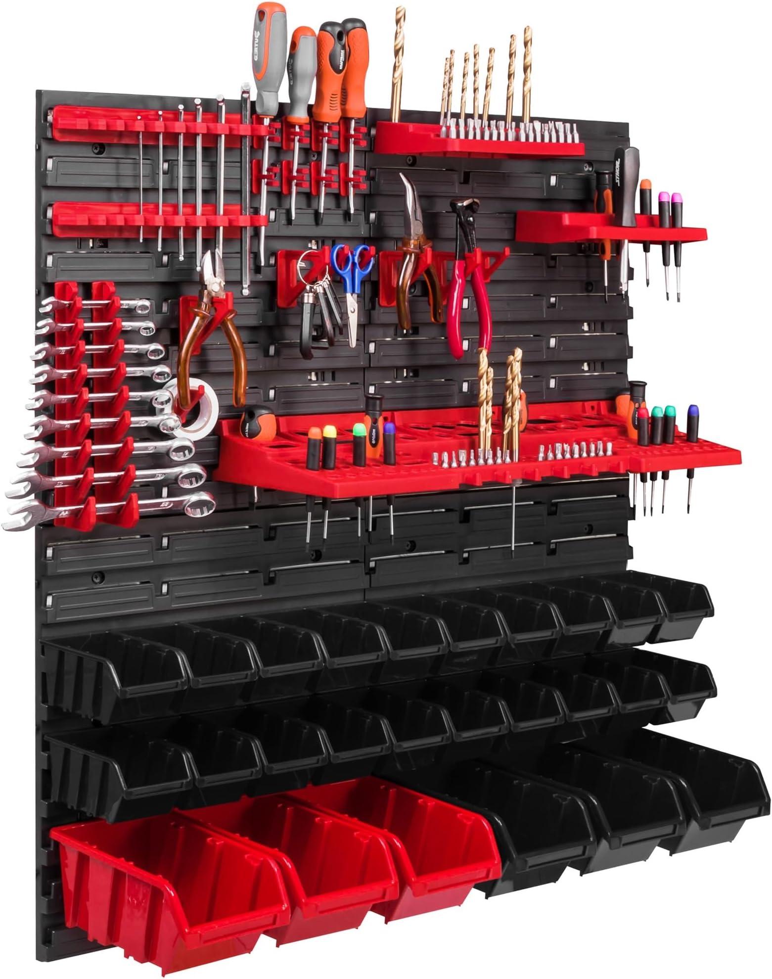 Systeme de rangement mural de garage 78 x 78 cm, 26 boites de rangement ...