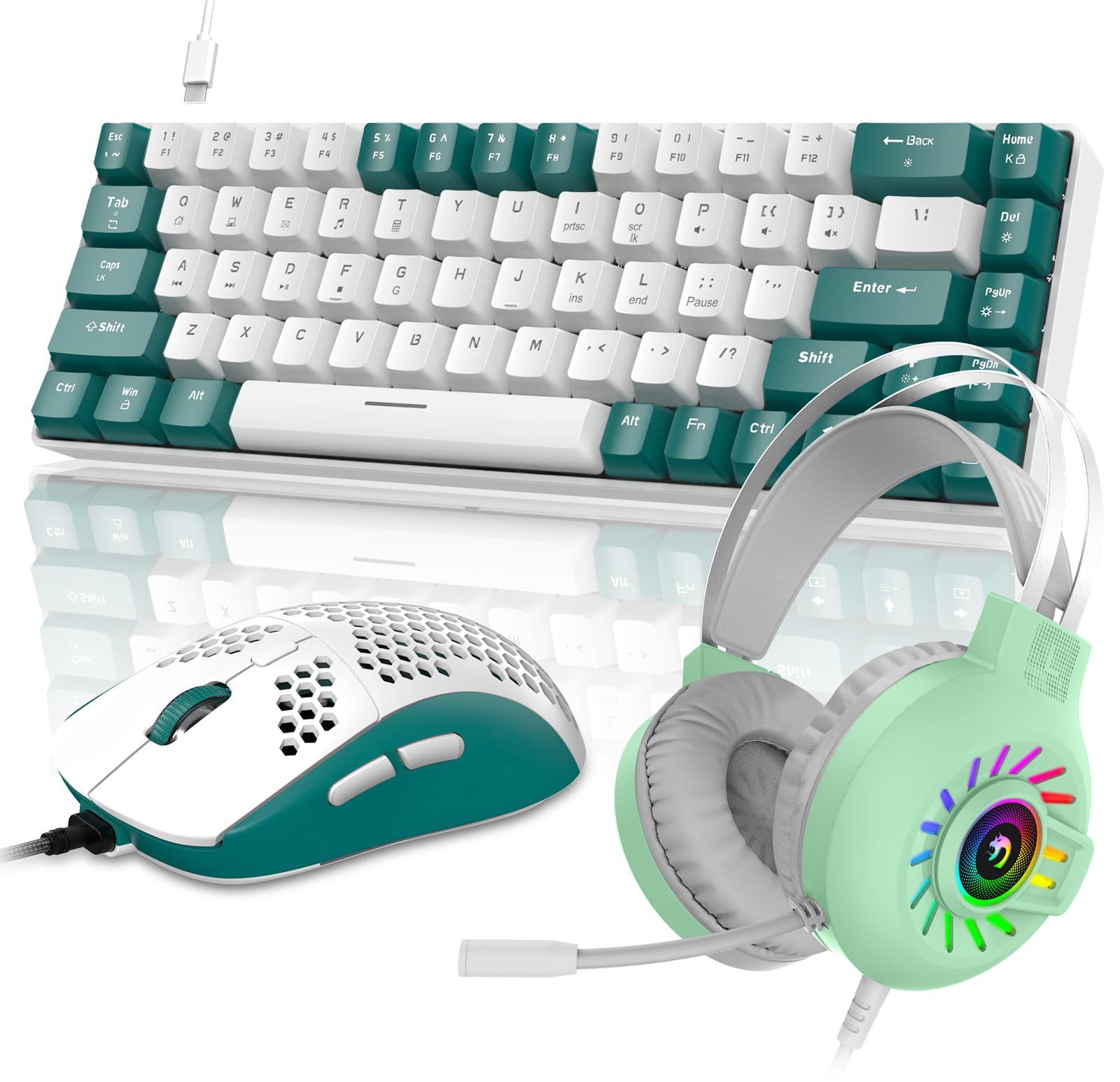 Amazon.com: 60% RGB Gaming Keyboard and Mouse and Gaming Headset,Wired ...