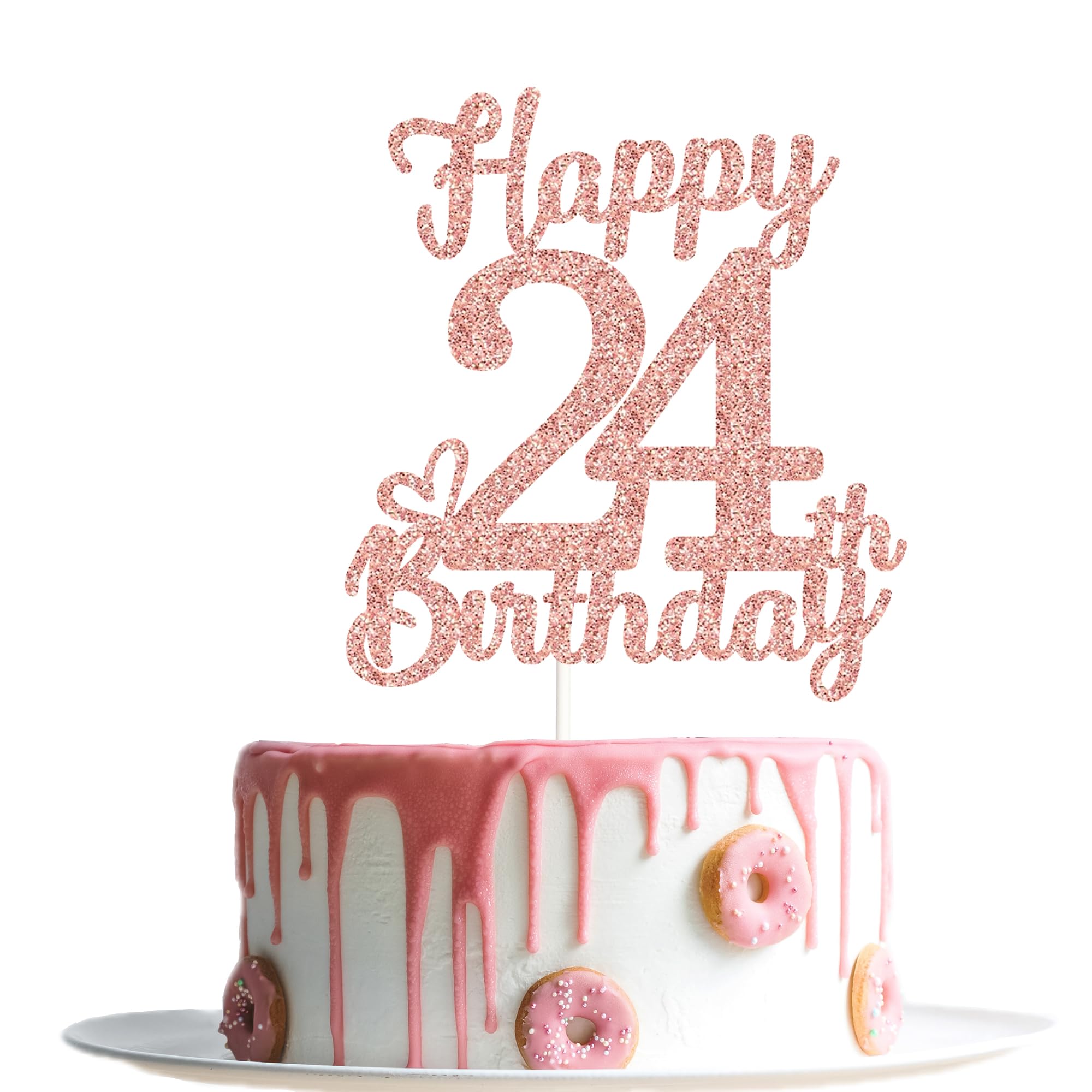 Snapklik.com : 24 Birthday Cake Toppers-Rose Gold Glitter, Happy 24th ...