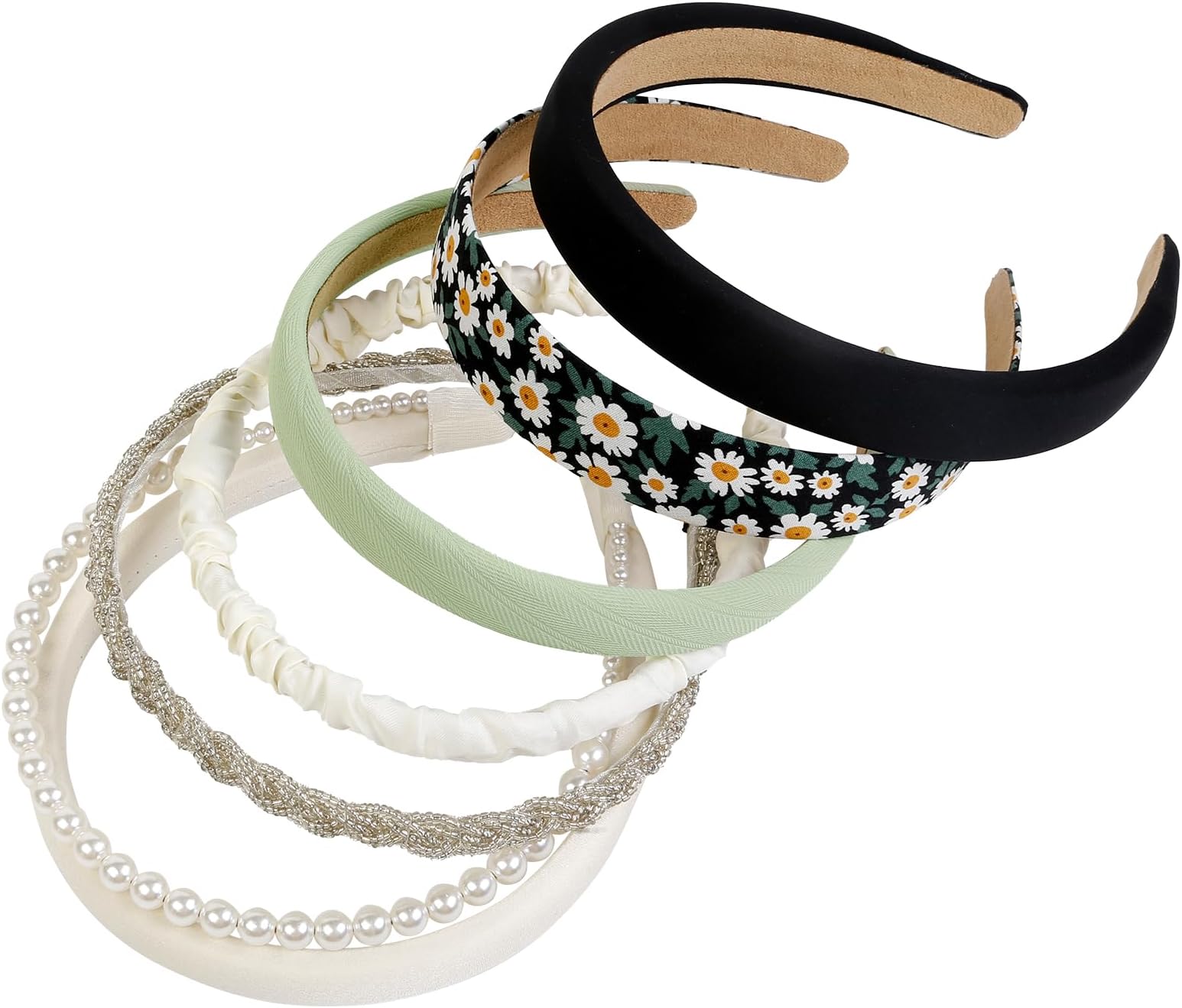 Amazon.com: Araluky White Pearl Headband Fancy Elegant Head Band Puffy ...