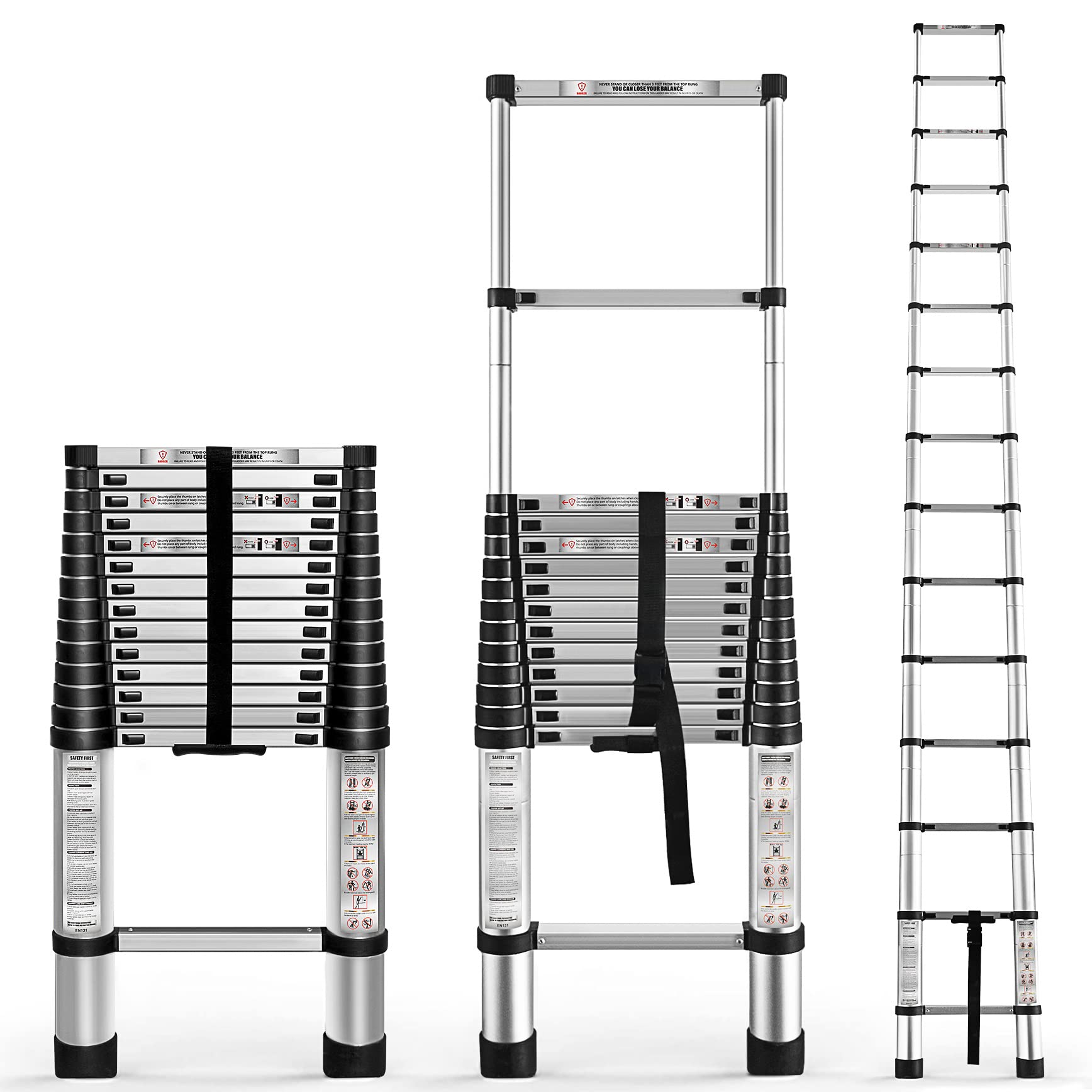 Buy YSMN 14.5 FT Telescoping Ladders Heavy Duty Aluminum Collapsible ...