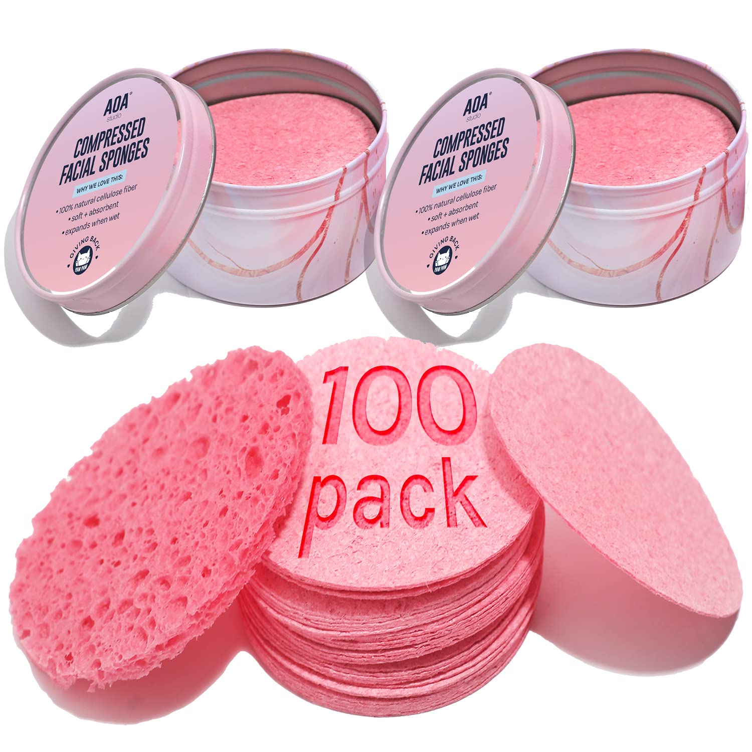 Amazon.com : AOA Studio 100-Count Compressed Facial Sponges 100% ...
