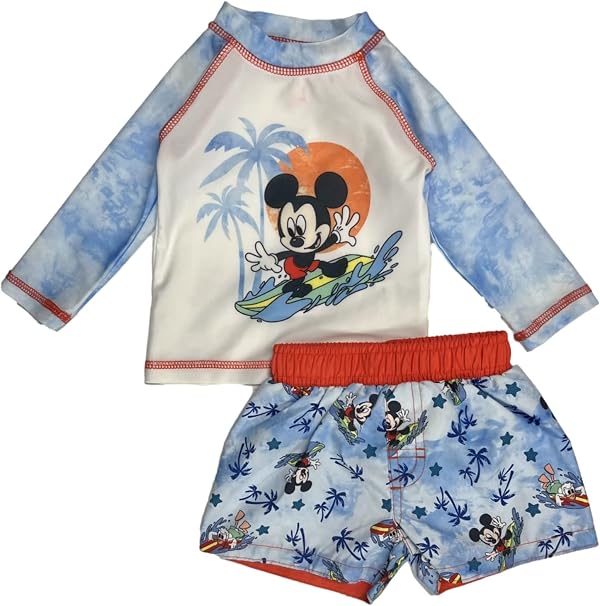 Amazon.com: Disney Infant Boys Baby Mickey Donald Surfing Rash Guard ...
