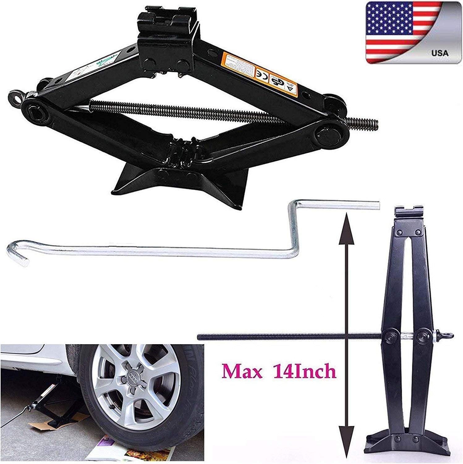 Amazon.com: Bowoshen Heavy Duty Leveling Scissor Jack 2 Ton Tonne with ...