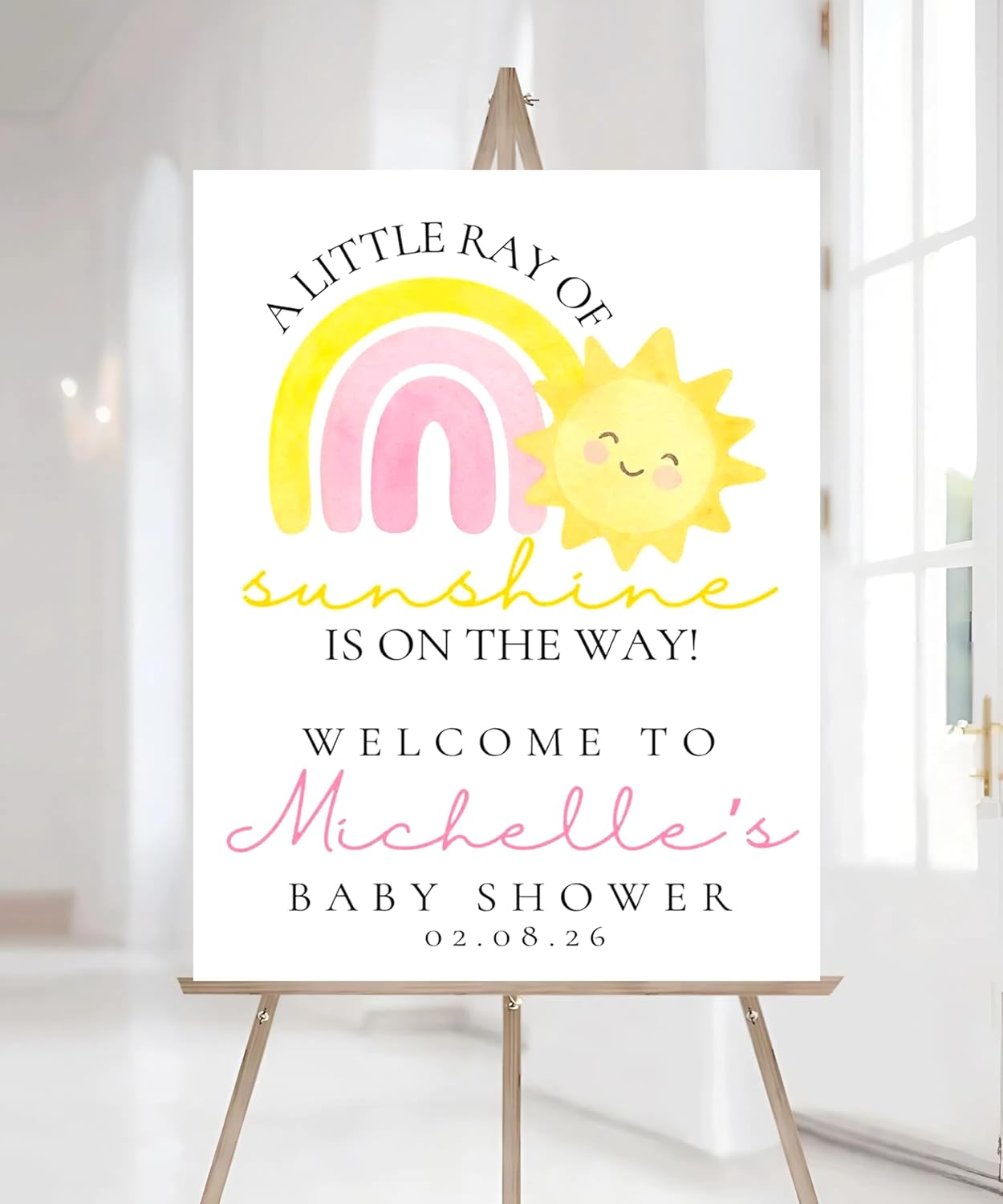 Amazon.com : Pink A Little Ray Of Sunshine Is On The Way Baby Shower ...
