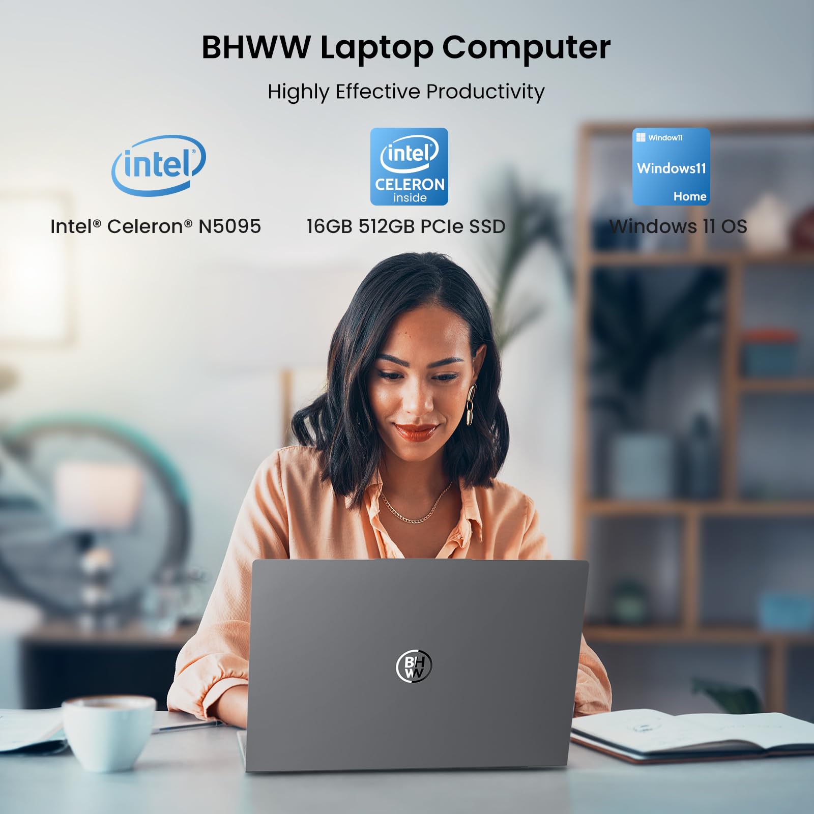 Snapklik.com : 15.6 BaseBook Laptop Computer, Intel Celeron N5095 ...