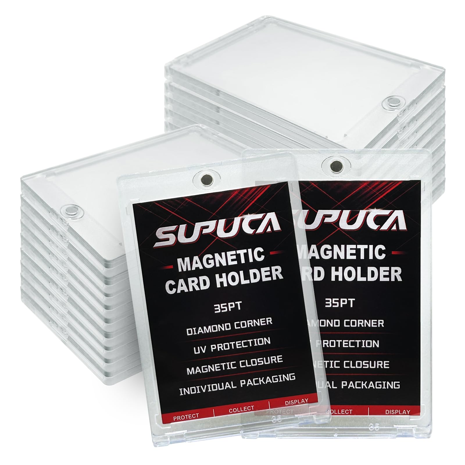 Amazon.com : Supuca Magnetic Card Holder 50 Pack 35PT One Touch Card ...