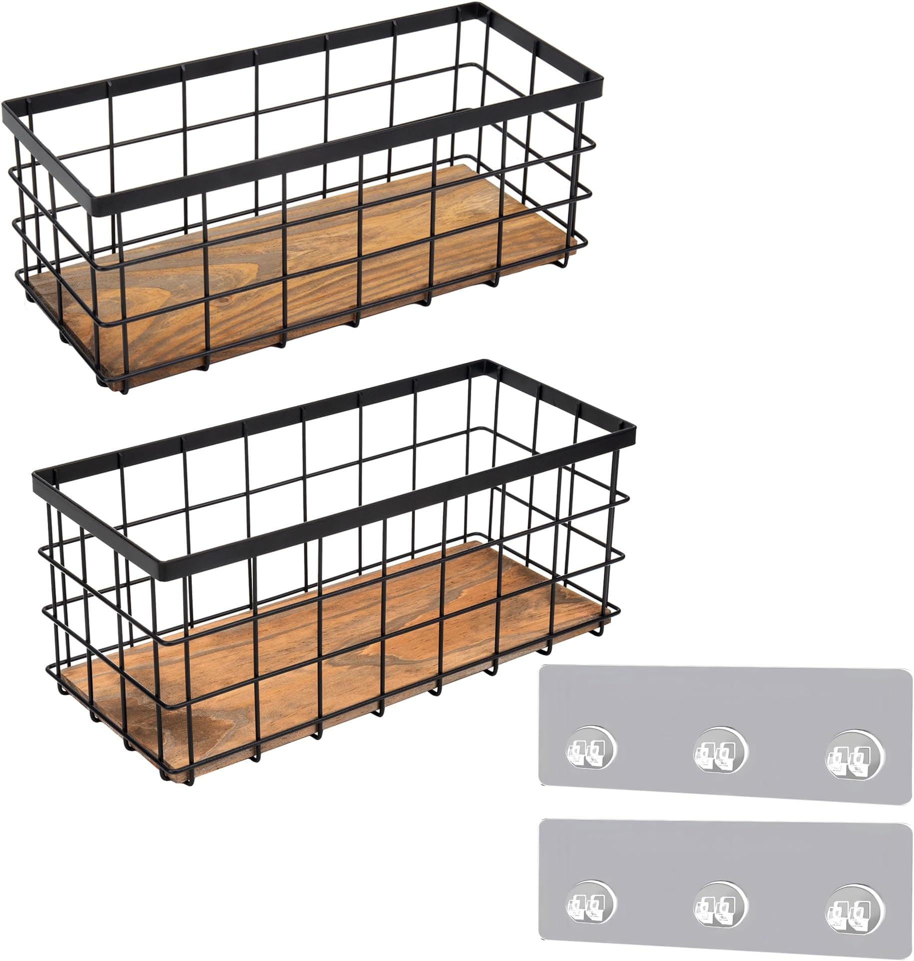 Amazon.com: SENENQU 4 Pack Metal Wire Basket Detachable Wood Base ...