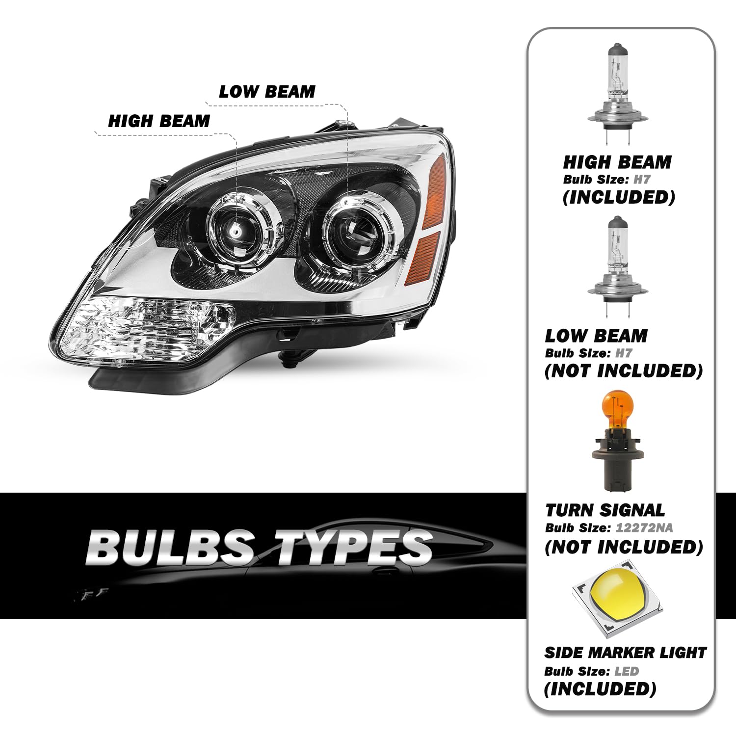 Snapklik.com : Halogen Model Headlight Assembly Replacement Fit For ...