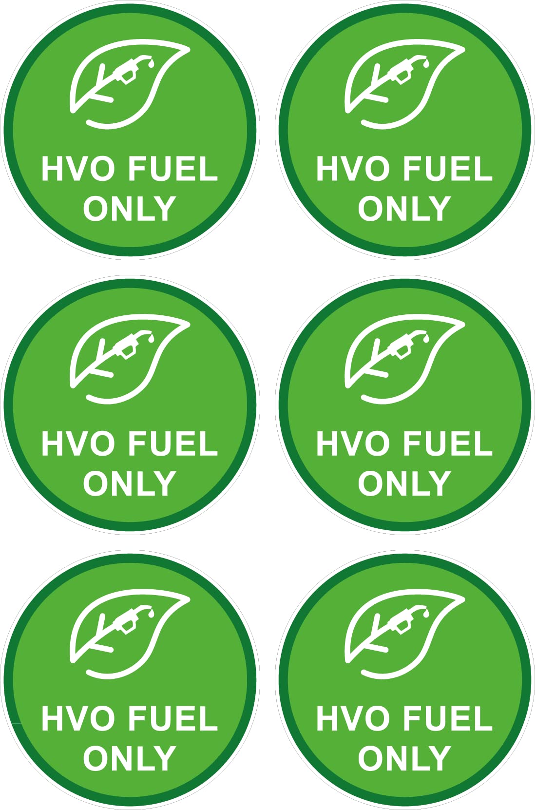 Pack of 6 self self adhesive vinyl HVO fuel self adhesive labels ...