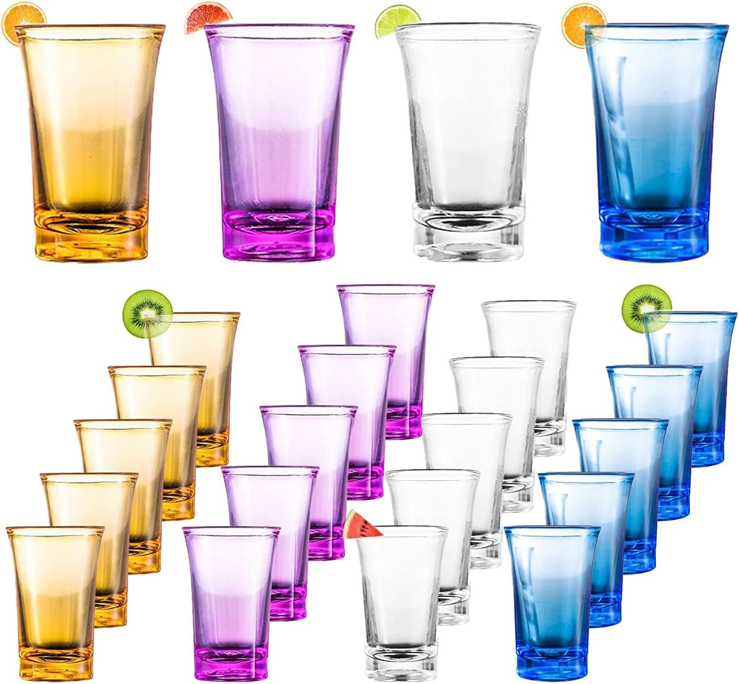 Vaileal Pack of 24 Shot Glasses, Shot Glasses Plastic, Acrylic Shot ...