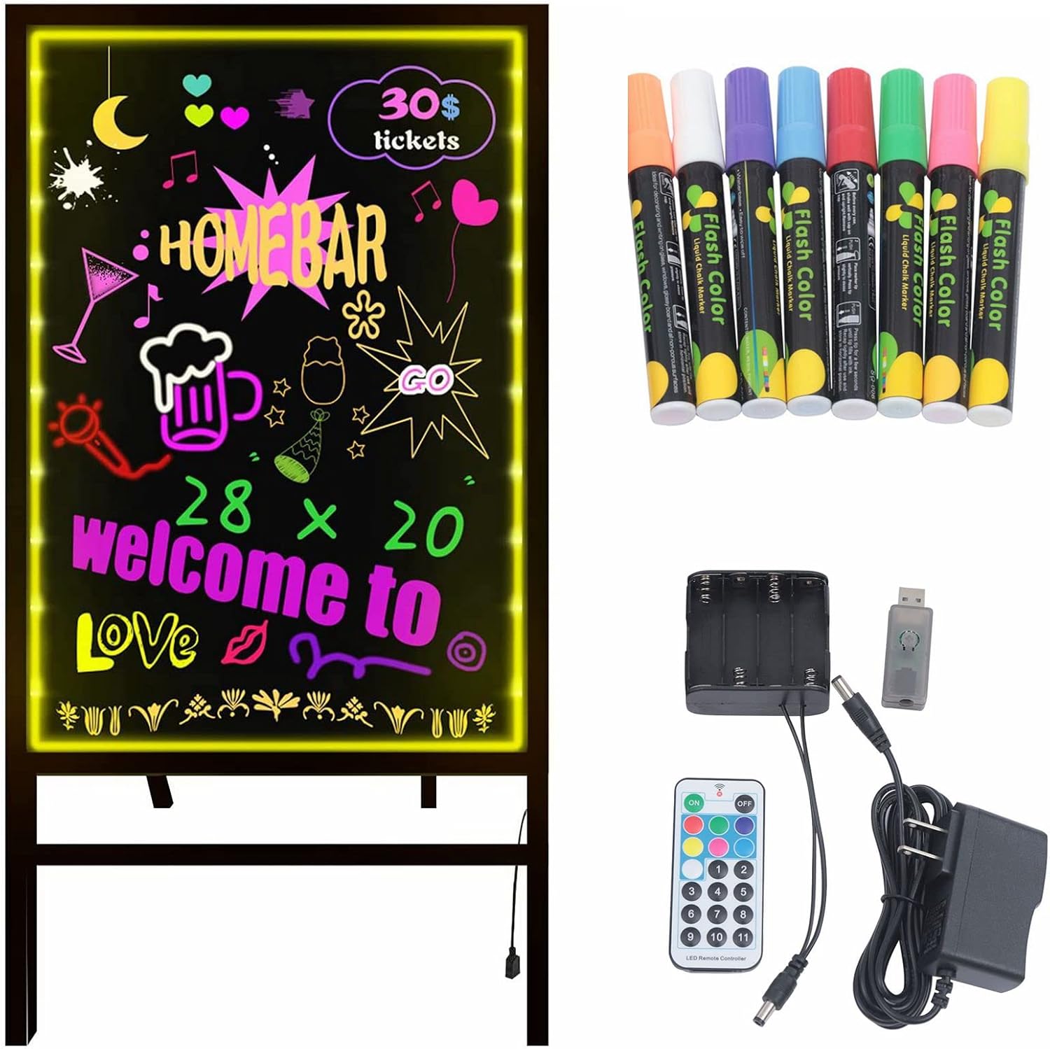 Amazon.com : LED Message Writing Board with Stand - Self-Standing LED ...
