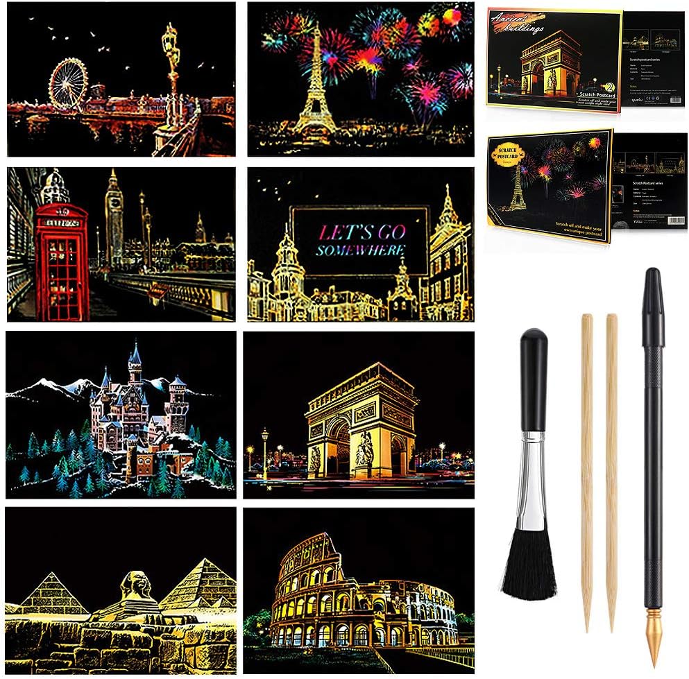 Amazon.com: Scratch Paper Art Rainbow Painting, 8 Sheets Rainbow ...