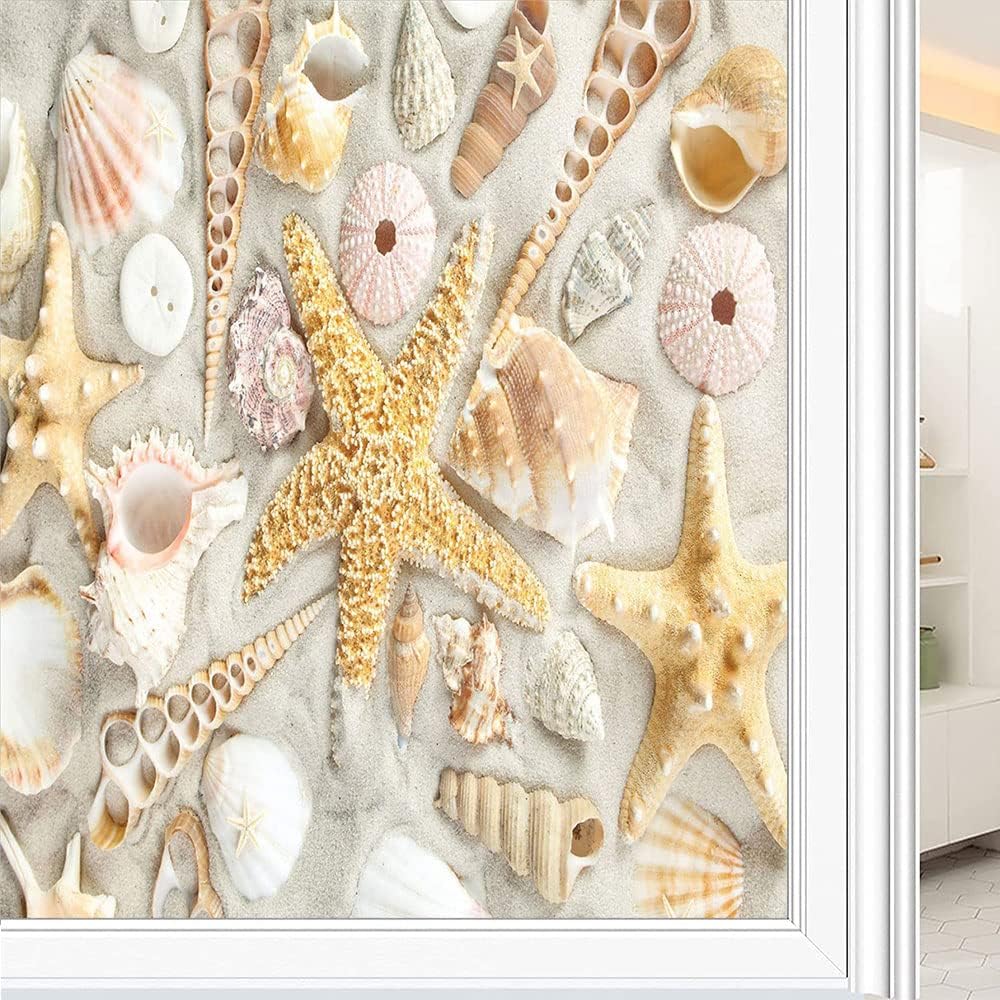 Amazon.com: Shell Static Window Film, Assorted Seashells in Sandy Beach ...