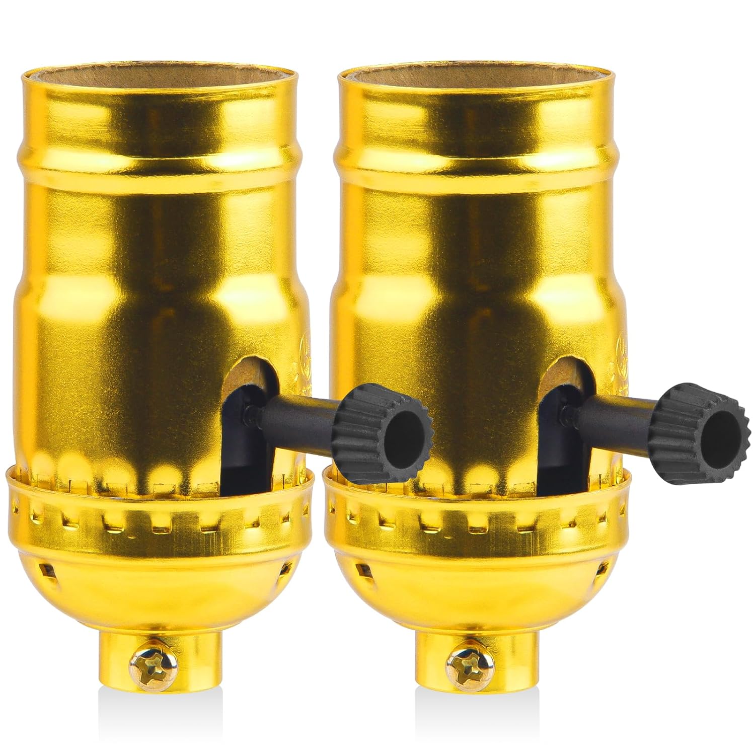 2 PCS Lamp Socket Replacement, E26 Gold Light Socket Threaded Base ...